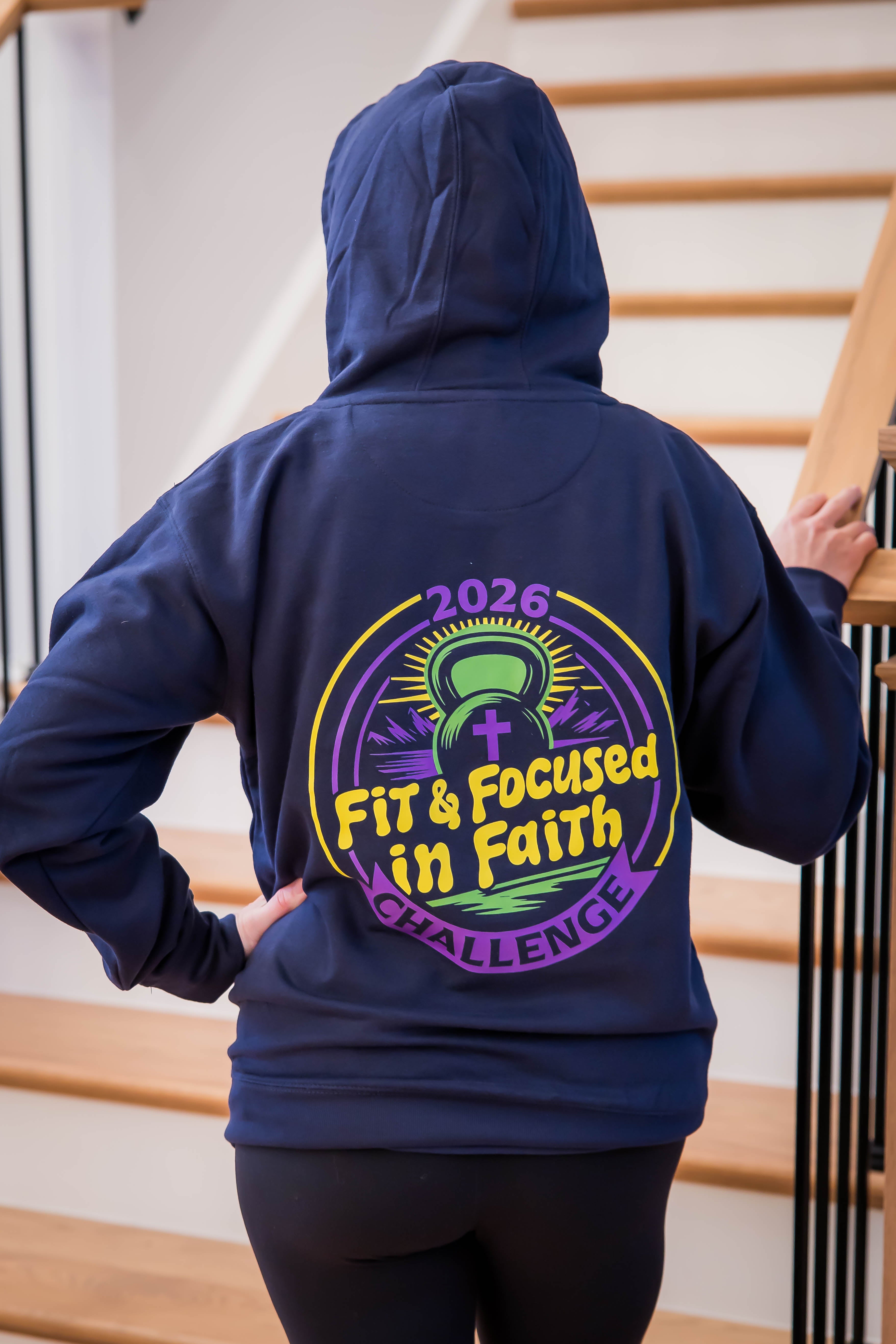 The F³ Challenge Sweatshirt (Navy) – Fit & Focused in Faith